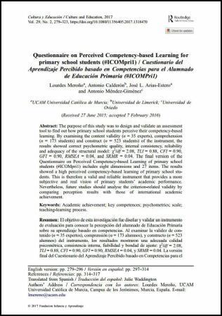 Questionnaire on Perceived Competency-based Learning for primary school ...