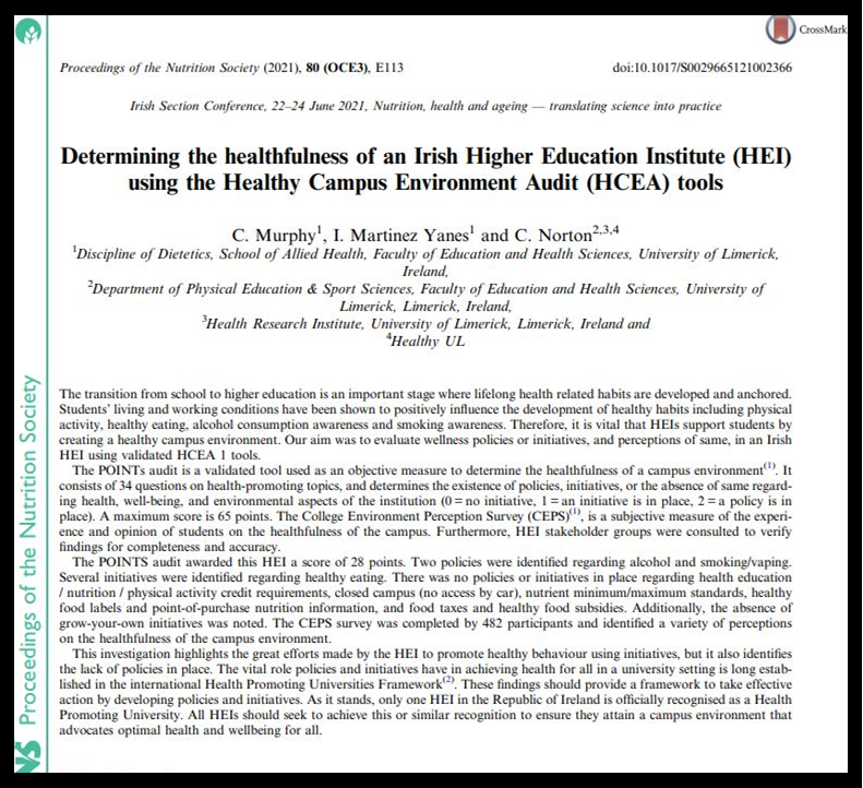 Publication: Determining the healthfulness of an Irish Higher Education ...