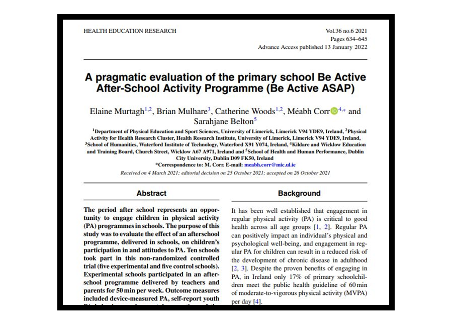 Publication: A pragmatic evaluation of the primary school Be Active ...
