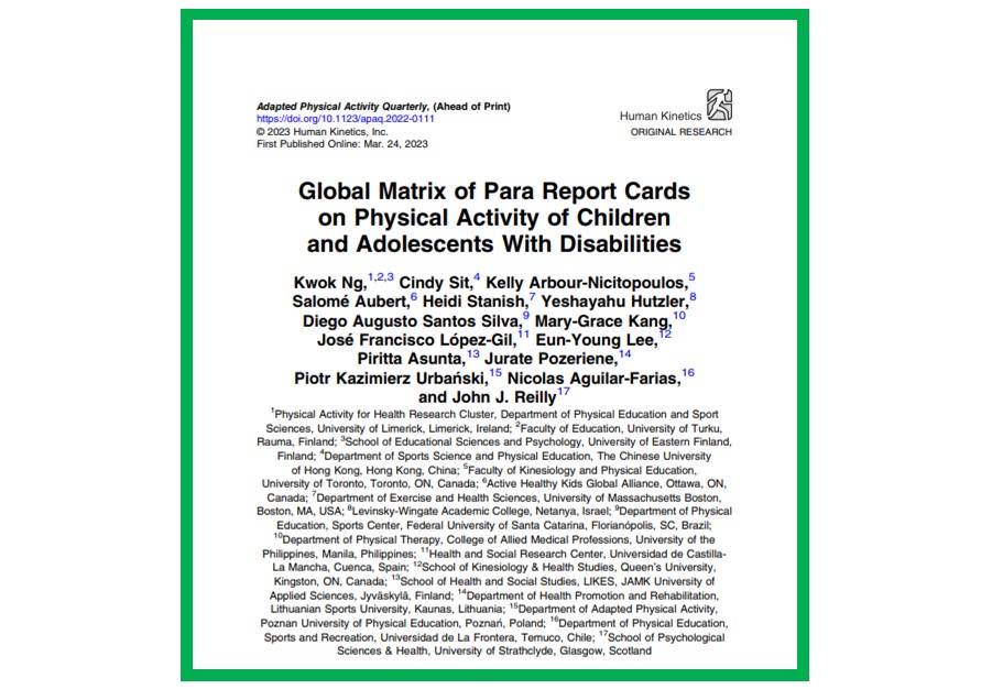 Publication: Global Matrix of Para Report Cards on Physical Activity of ...